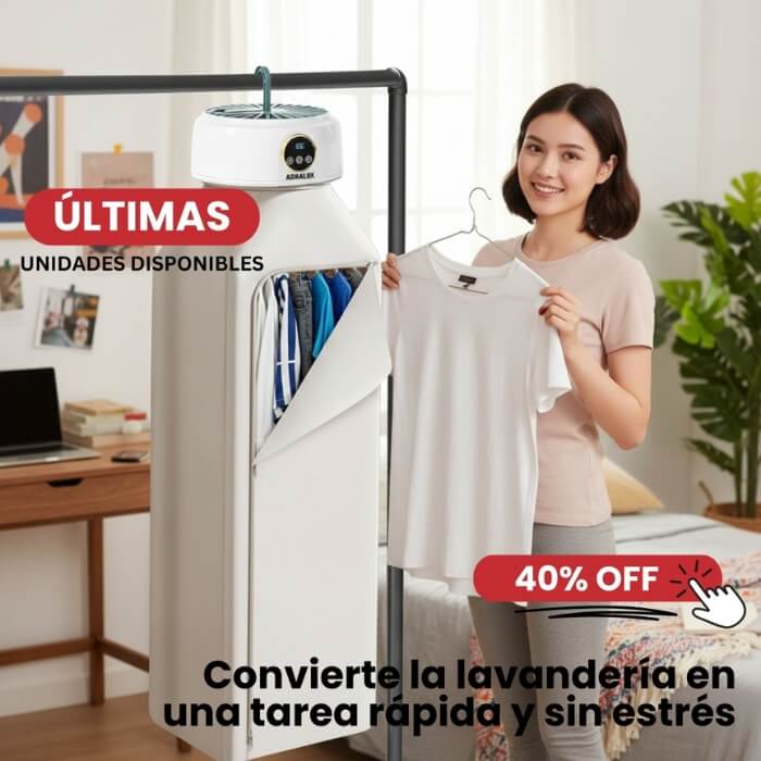 Secadora Compacta Rápida para Ropa – Hogar Inteligente